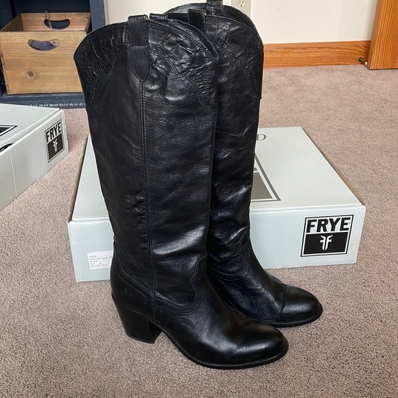 Frye | Shoes | Frye Tabitha Tall Leather Pull On Riding Boots Black 95 ...